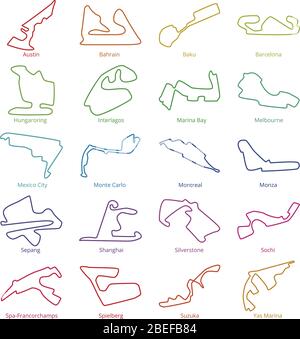 Circuit for motorsport, grand prix race track, vector illustration ...