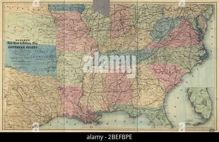 Hazard's rail road & military map of the southern states Stock Photo ...
