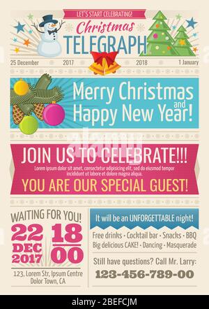 Merry Christmas new year greeting card celebration Stock Vector Image ...