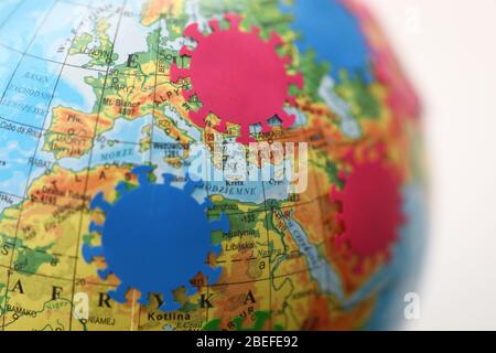 Colourful round map with stickers Stock Photo - Alamy