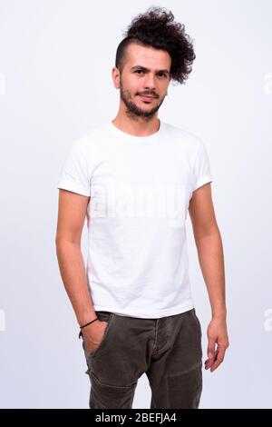 Handsome Turkish man with curly hair relaxing at the coffee shop Stock ...