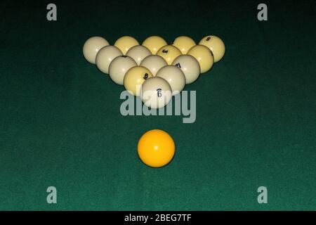 Close-up of american billiards on a pool table Stock Photo - Alamy