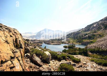 High angle view of the Shamrock Lake in Inyo National Park, California ...