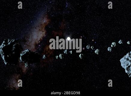 Solar system - Sun, the planets and the asteroid belt Stock Photo ...