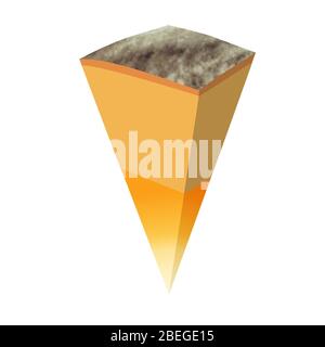 Illustration of the planet Venus. The crust, mantle and core are ...