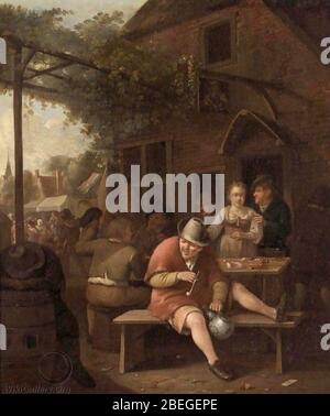 Figures Smoking And Drinking-Outside An Inn by Hendrik Carré Stock ...
