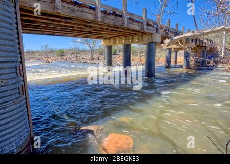 The remains of an old cement foundation in the ghost town of Sundad ...
