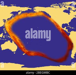 Pacific Ring of Fire, world map with oceanic trenches. The Rim of Fire ...