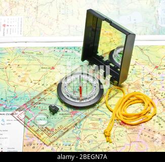 Analog compass on the Lithuania map. Traveling concept Stock Photo - Alamy