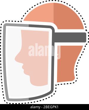wear a protective visor line icon, outline symbol, vector illustration ...