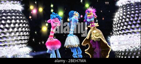TROLLS WORLD TOUR, from left: Marimba (voice: Berenice Amador), Branch ...