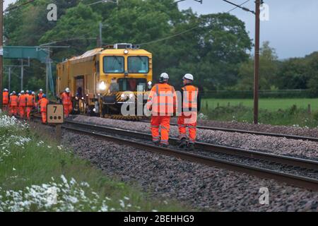Network Rail track machine DR 98008 awaits its path onto the Derby to ...