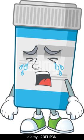 Crying pill capsule cartoon character Stock Vector Image & Art - Alamy