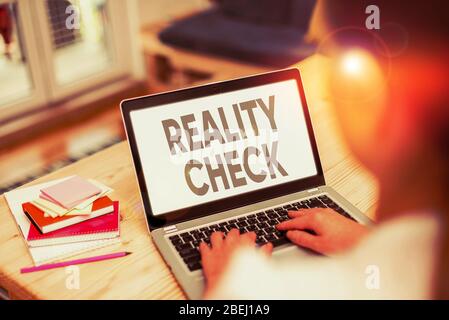Text sign showing Reality Check Ahead. Business photo showcasing Unveil ...