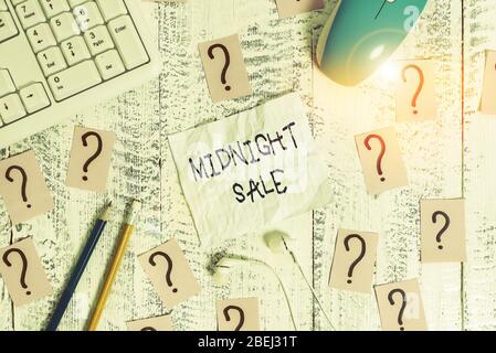 Text sign showing Midnight Sale. Business photo text store will be open ...