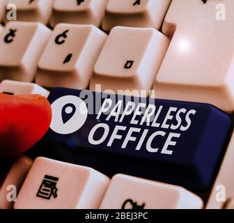 Handwriting text Paperless Office. Business overview the area in an ...