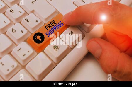 Writing note showing Free Shipping. Business photo showcasing Freight ...