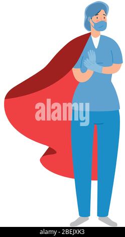 super female paramedic with hero cloak and first aid kit Stock Vector ...