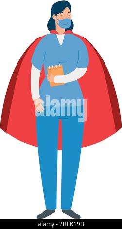 super female paramedic with hero cloak and first aid kit Stock Vector ...