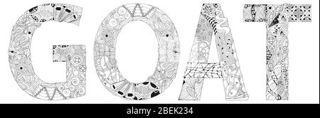 Word GOAT with the head of an animal. Vector zentangle object for ...
