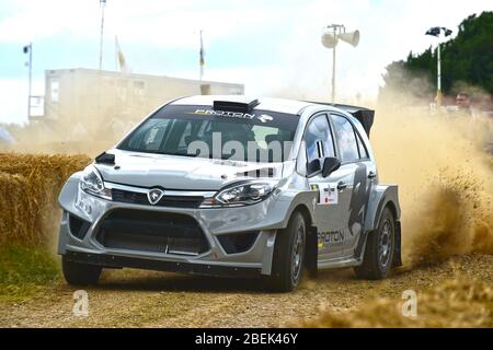 2017 Proton Iriz R5 rally car with driver Oliver Mellors at the 2017 ...