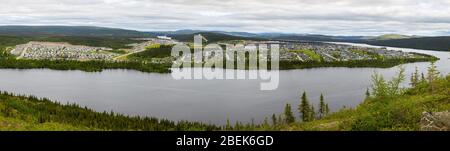 Panorama of Fermont mining town in Quebec province in Côte-Nord region ...