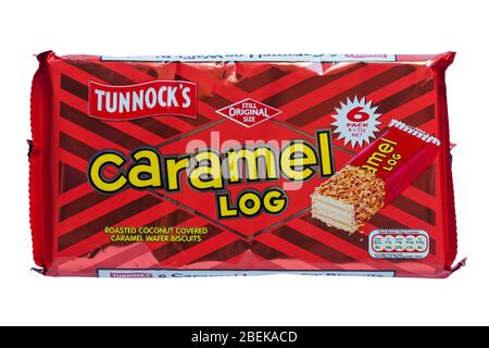Tunnocks Caramel Log roasted coconut covered caramel wafer biscuit ...