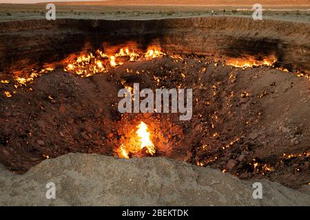 Sunset at the Darvasa Crater, also known as the Doorway to Hell, the ...