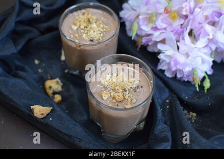 Chilled chocolate mousse with space to add text Stock Photo - Alamy