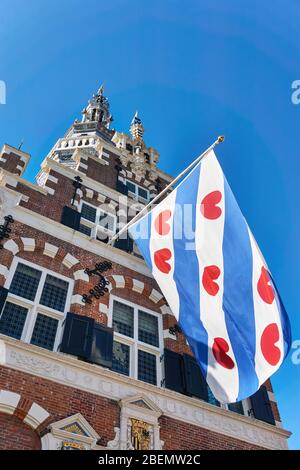 Frisian flag on the old renaissance style town hall in Franeker ...