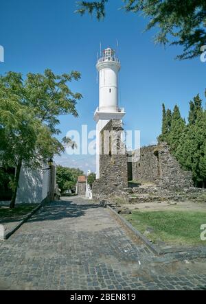 Lighthouse in Colonia del Sacramento, small colonial town, Uruguay ...