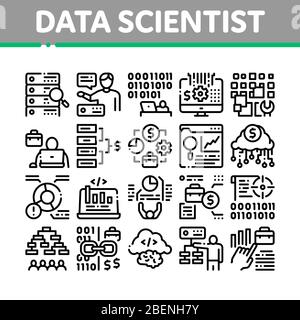 Data Scientist Worker Collection Icons Set Vector Stock Vector Image ...