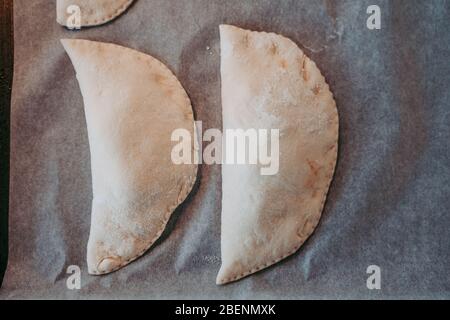 Making of home made Panzerotti snacks from Puglia, Italy Stock Photo ...