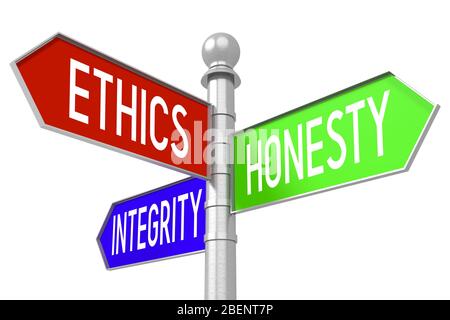 Business ethics - colorful signpost Stock Photo - Alamy