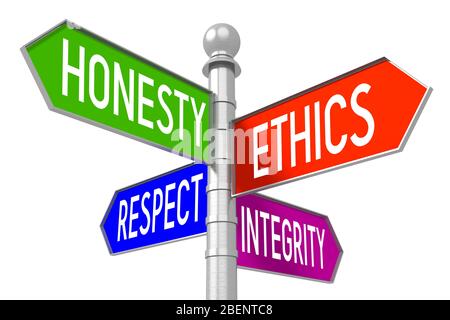 Ethics concept - colorful signpost Stock Photo - Alamy