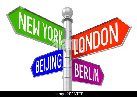 Capital cities - colorful signpost Stock Photo - Alamy