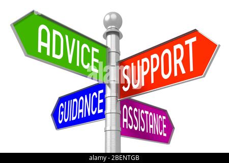 Support concept - colorful signpost Stock Photo - Alamy