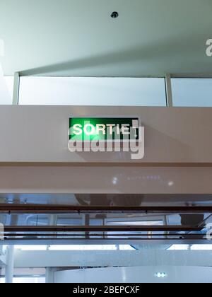 French exit «Sortie» light panel with direction indicator Stock Photo ...