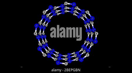 Boron nitride nanotube structure isolated on blue background Stock ...