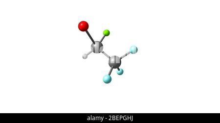Halothane general anesthetic drug molecule. Blue skeletal formula on ...