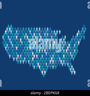USA population infographic. Map made from stick figure people Stock ...