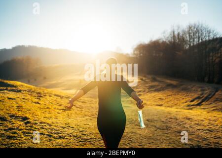 Covid-19, health and quarantine concept. Handsome smiling man in face ...