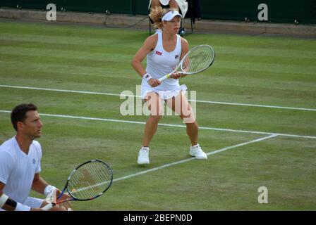 Artem Sitak and Laura Siegemjund playing mixed doubles against Mate ...