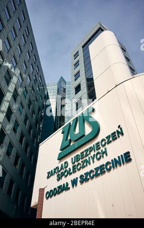 Szczecin, Poland - April 10, 2020: ZUS sign on Social Insurance ...