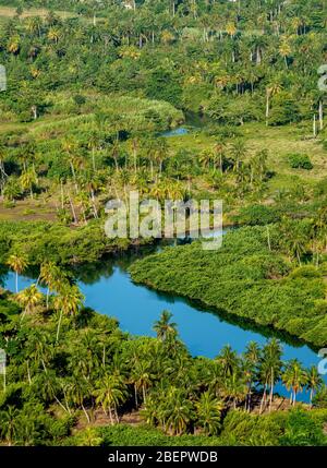 River Miel, elevated view, Baracoa, Guantanamo Province, Cuba Stock ...