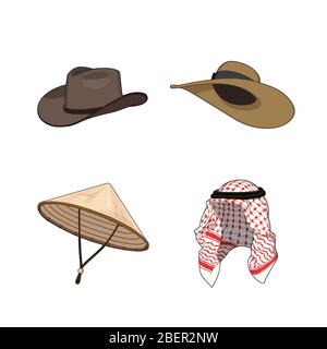 Chinese or vietnamese triangle hat. Bamboo hat. Rice hat. Vector ...