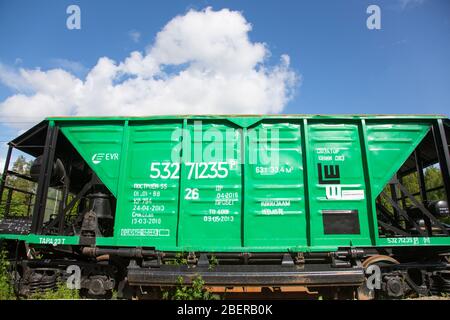 Russian made railroad hopper cars , used to haul ballast and gravel for ...