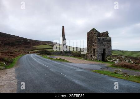 Botallack Mine and Count House Car Park, Cornwall England UK Stock ...