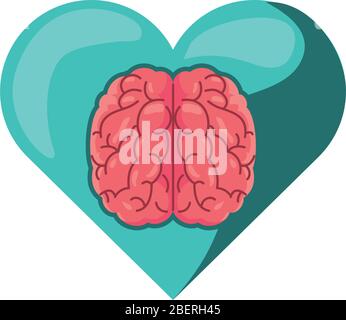 Heart and Human Brain symbol as love lives in human head concept Stock ...