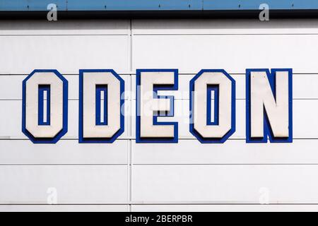 Company logo signs for odeon cinema, Kilmarnock, Ayrshire, UK Stock ...